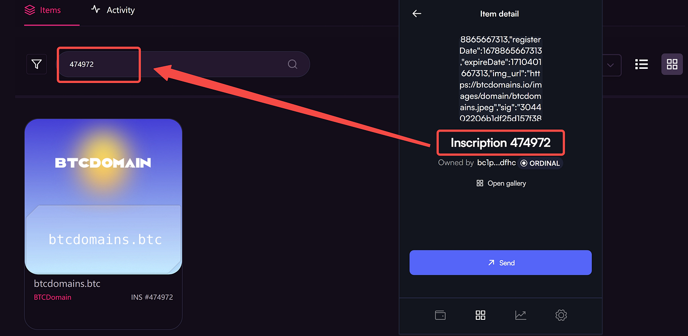 How to send/receive bitcoin/btc nft by your domain | by BTCDOMAIN | Medium