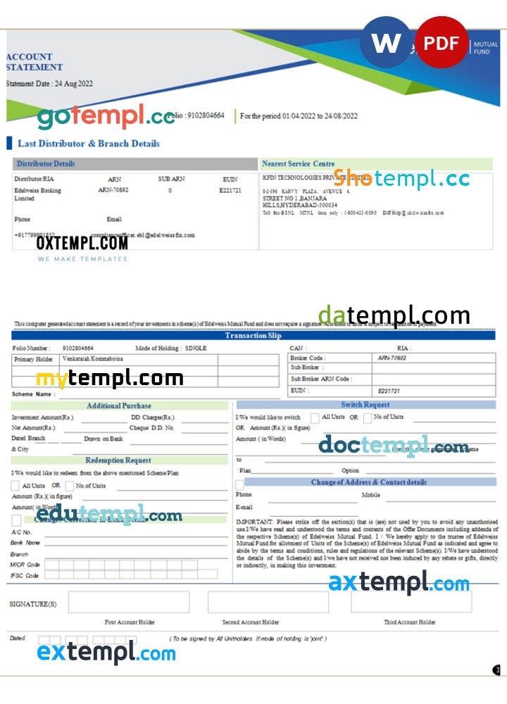 India HDFC bank statement Word and PDF template, 5 pages | by doctempl ...