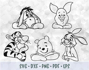 Layered svg png Winnie the Pooh Piglet Baby Color and Outline Cut files ...