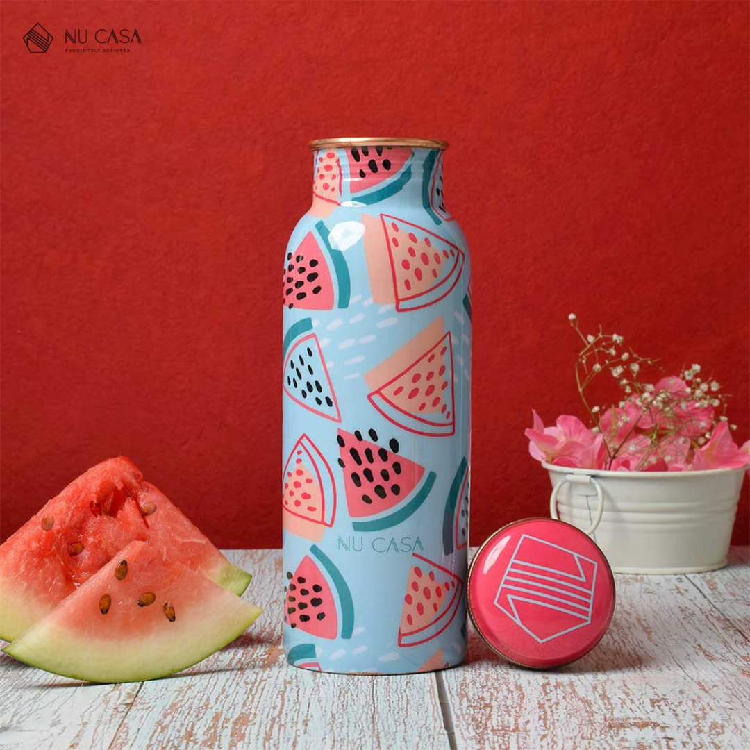 Black Gold Marble Print Pure Copper Bottle - Nucasa casa - Medium