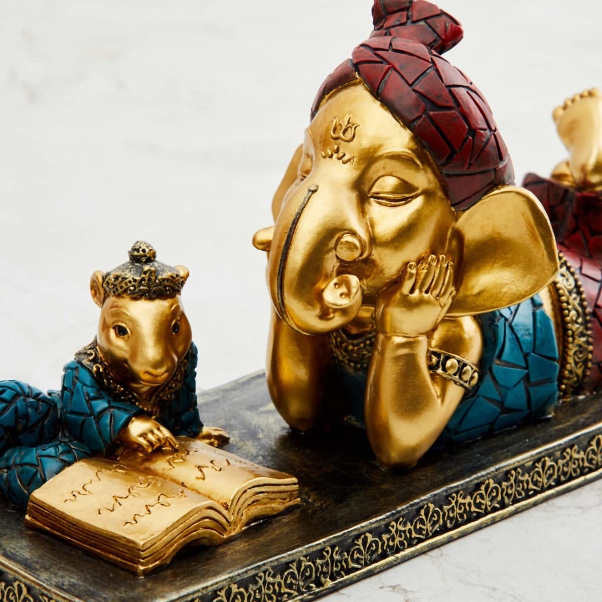 Lord Ganesha with Mouse Figurine Multicolor | by VIVARS HOME | Jul ...