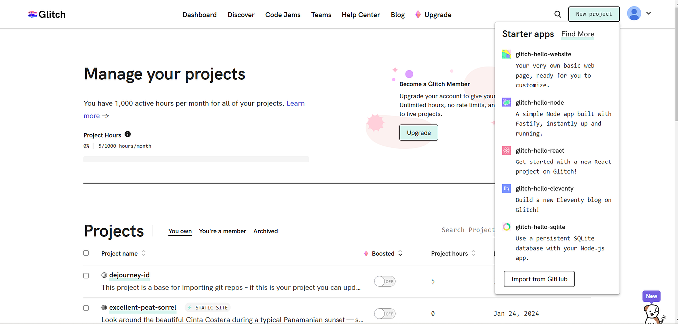 Masih Bingung Mau Deploy Projek Dimana? Glitch Solusinya! | by Shafwan Fadli | Medium