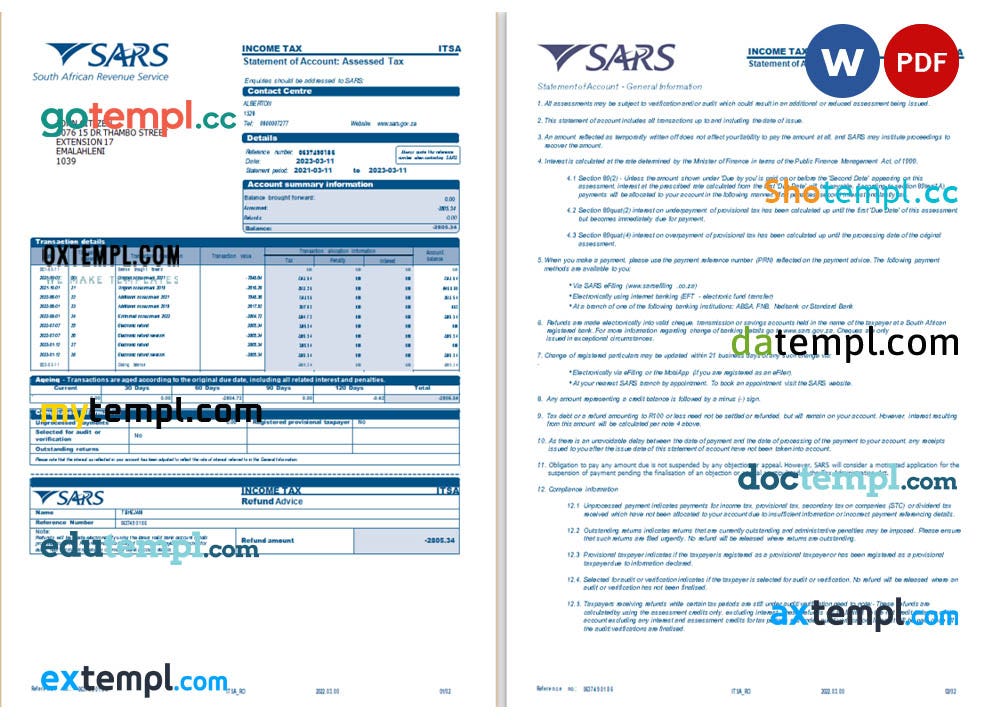 USA Regions Bank statement, Word and PDF template, 4 pages | by ...