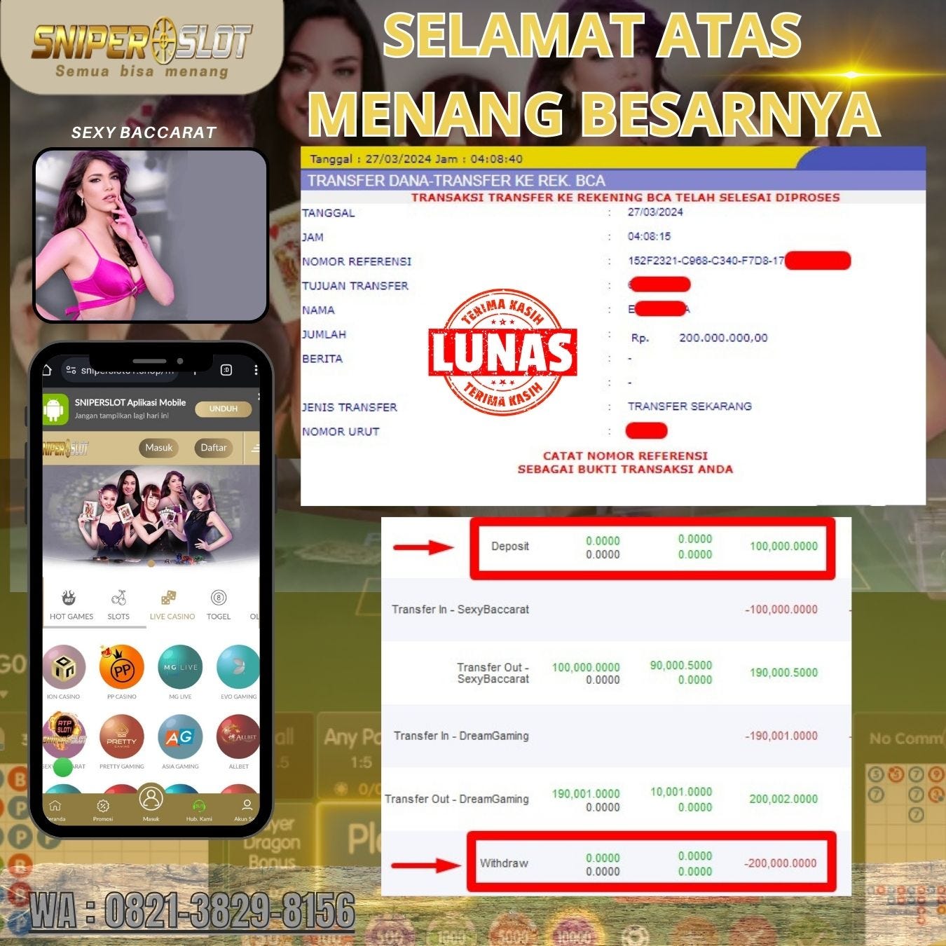 BUKTI JP MEMBER SNIPERSLOT HARI SELASA 26 MARET 2024 Selamat atas kemenangan besar yang di dapat ...