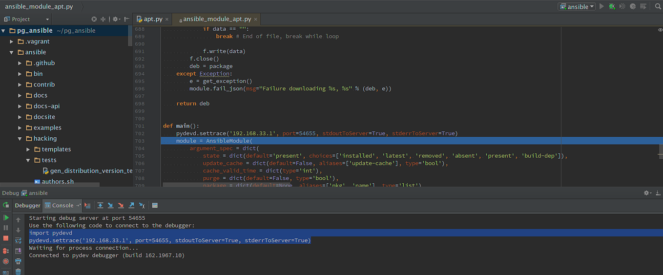 Debugging Custom Ansible Modules with PyCharm | by Deepak Kothandan | Medium