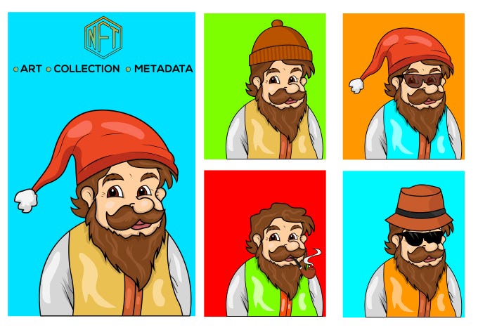 I will create 2d,pixelated nft art and cartoon characters collection ...