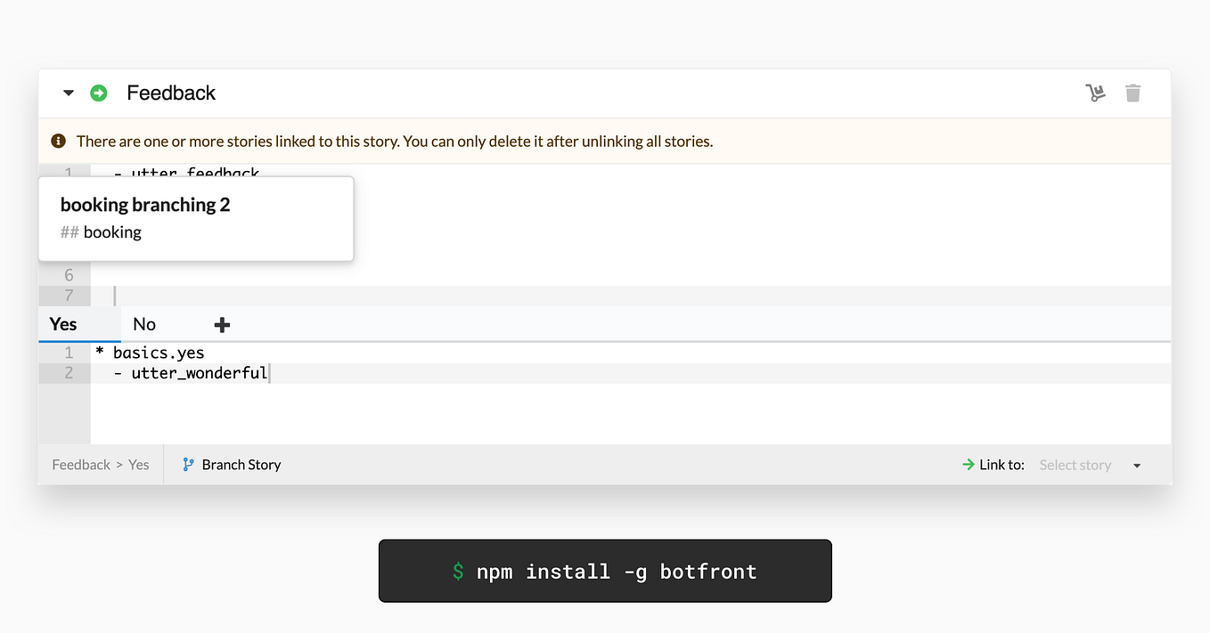 Visual Rasa Story Builder — Botfront 0.18 | by Gercek Armagan | Medium