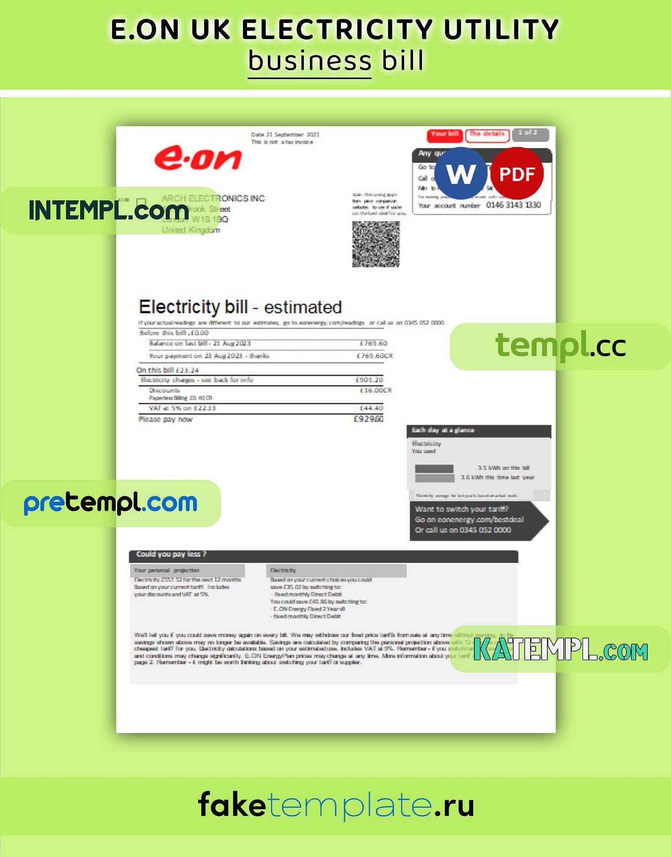 Enel electricity business utility bill, Word and PDF template | by Intemplbusinessbill | Medium