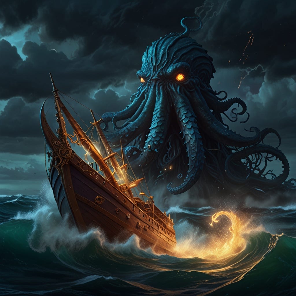 A Deep One Gossips with a Yugg. More Lovecraftian monsters having a ...