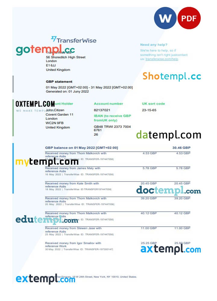USA Regions Bank statement, Word and PDF template, 4 pages | by ...