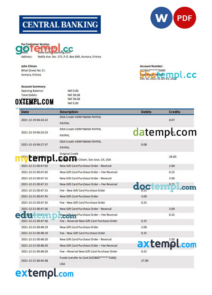 sample Botswana Bank ABC bank statement template in Word and PDF format download | by ...