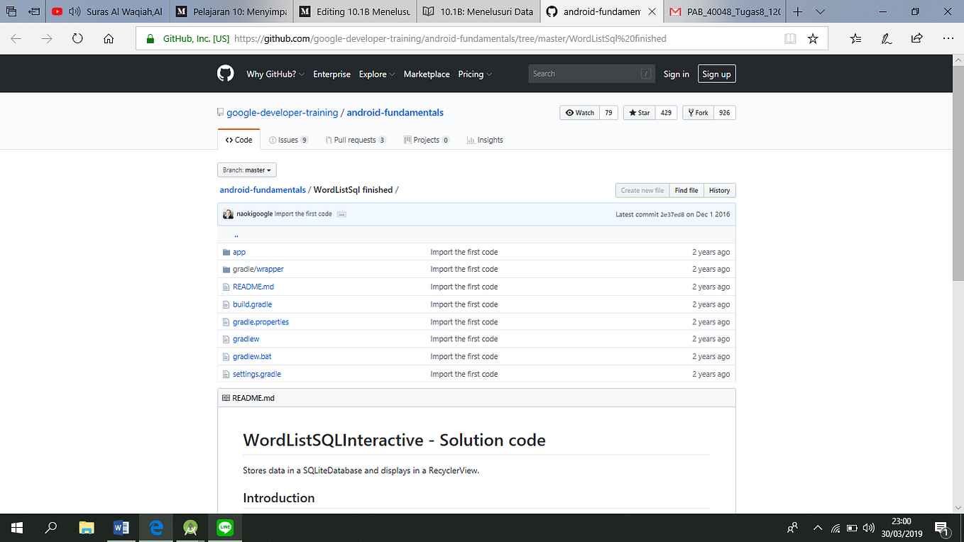 10.1A: Database SQLite — GitBook. Tugas 0. Mengunduh dan menjalankan kode… | by Ayu Fitriani ...