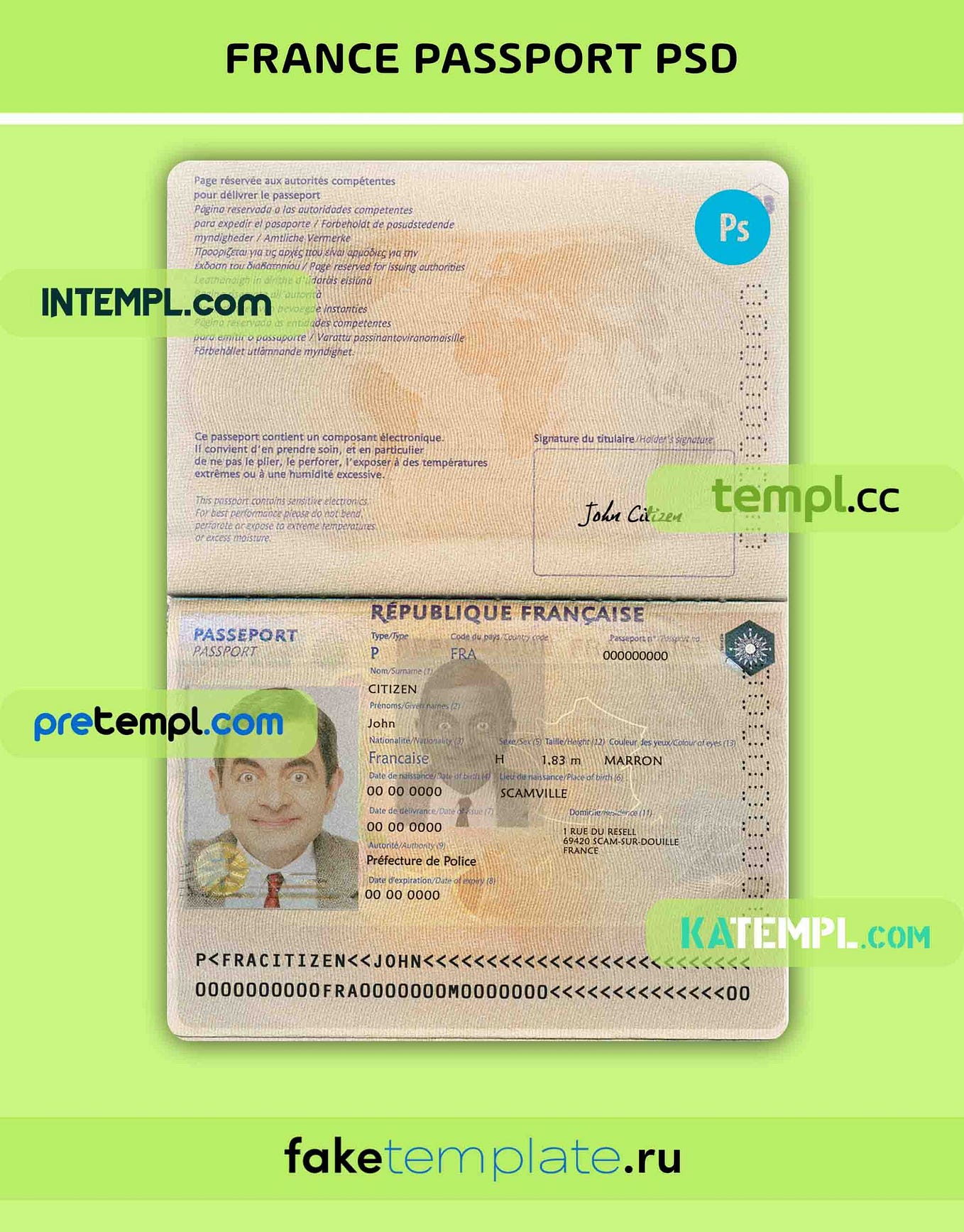 Honduras Identity Card Psd Download Template Version 2 Intempl Id Medium