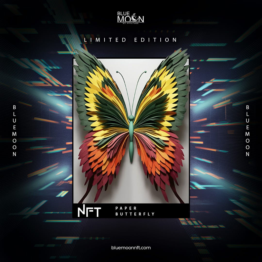 Limited Edition Black Butterfly NFT - Bluemoon NFT - Medium
