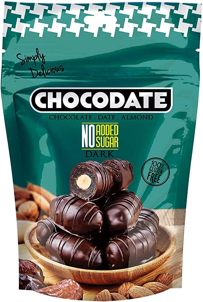 Chocodate No Sugar Added- 250gm, Rich Silky Chocolate, Roasted Almonds ...