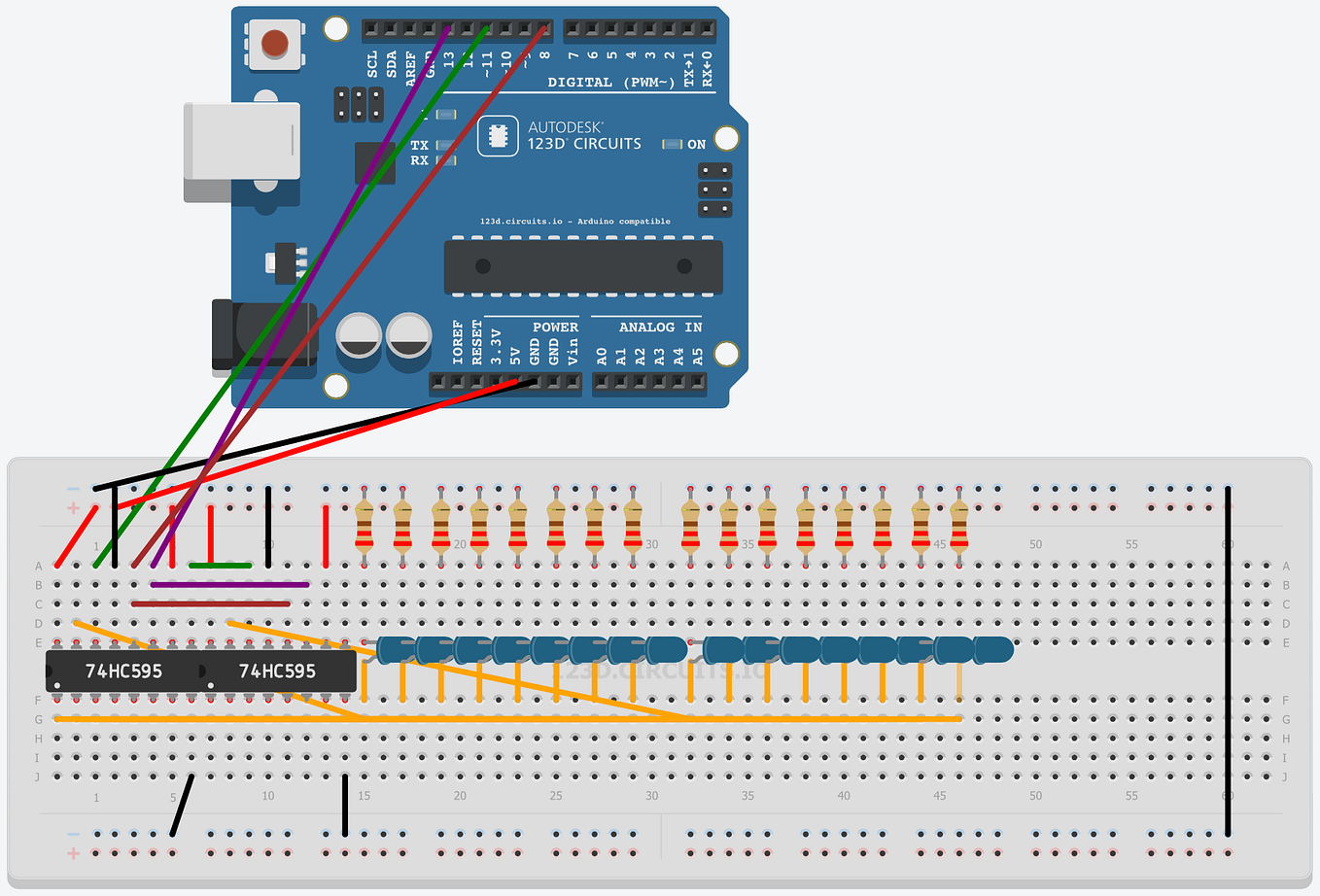 4 Bit Angle Modulating 16 Leds Using Arduino And Shift Registers By 6061