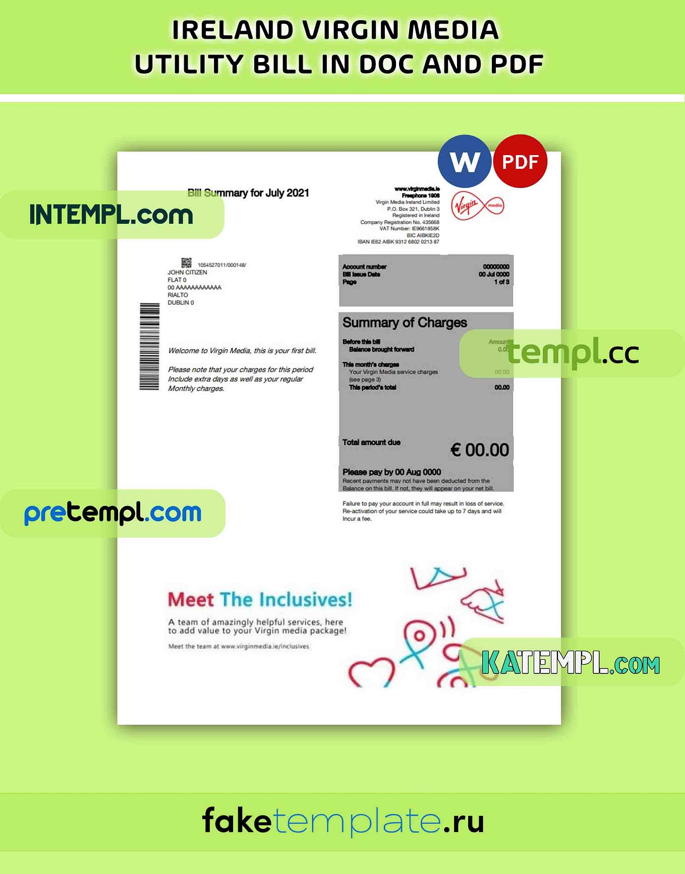Iran Kiana Petro Energy Co utility bill template in Word and PDF format ...