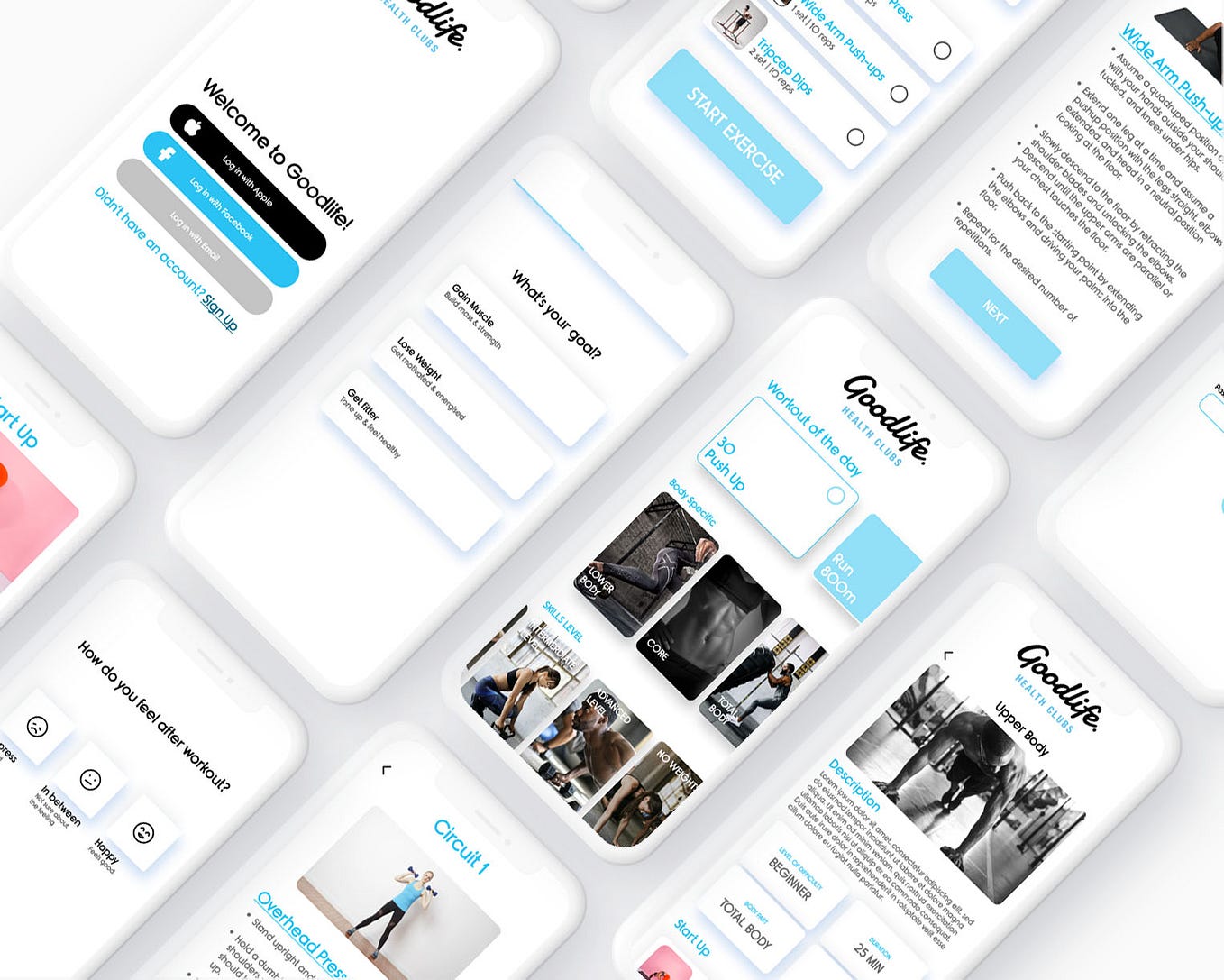 A concept app for GoodLife Health club | by Emilia Low | Medium