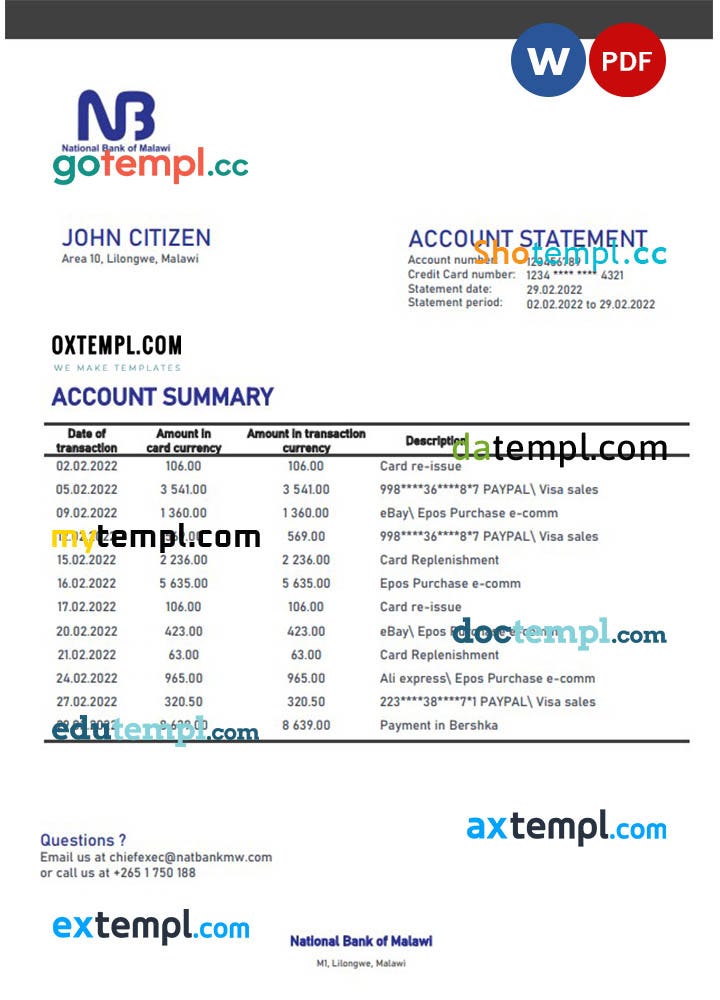 Monaco UBS bank proof of address statement template in Word and PDF format (.doc and .pdf) | by ...