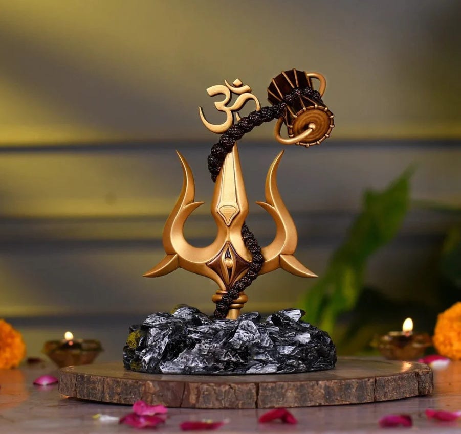 Exquisite Trishul with Damru: A Symbol of Divine Power and Cosmic ...