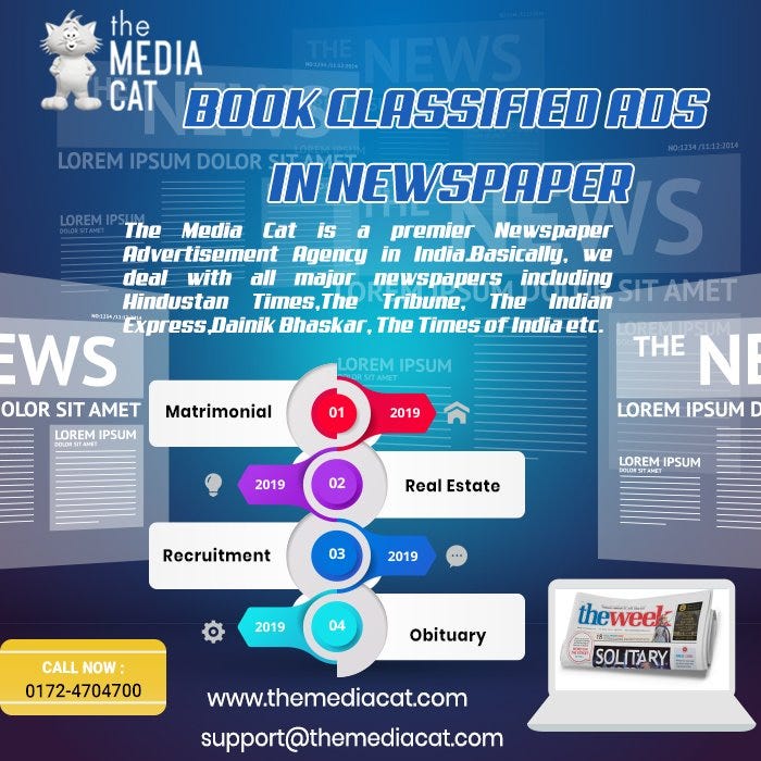 Book Classified Ads In Newspaper. TheMediaCat is the outstanding Ad… | by Vertika kapoor | Medium
