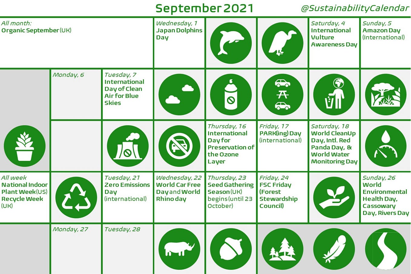 Sustainability Calendar — March 2021 | Sustainability Calendar