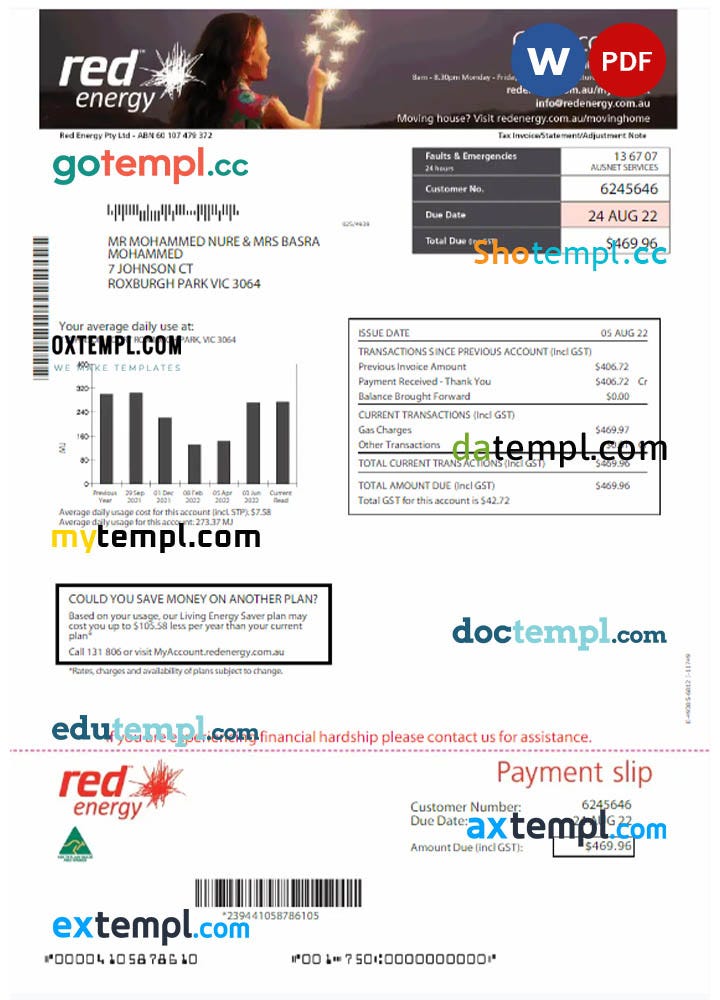 Australia iiNet utility bill template in Word and PDF format (.doc and .pdf) | by doctempl | Sep ...