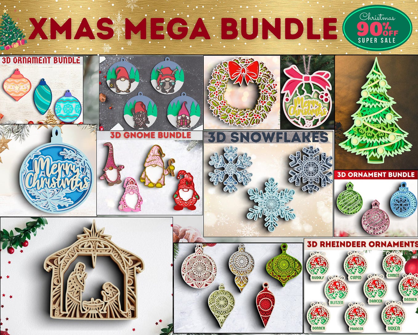Farmhouse Christmas Sign SVG Bundle, Christmas SVG Bundle, Farmhouse ...