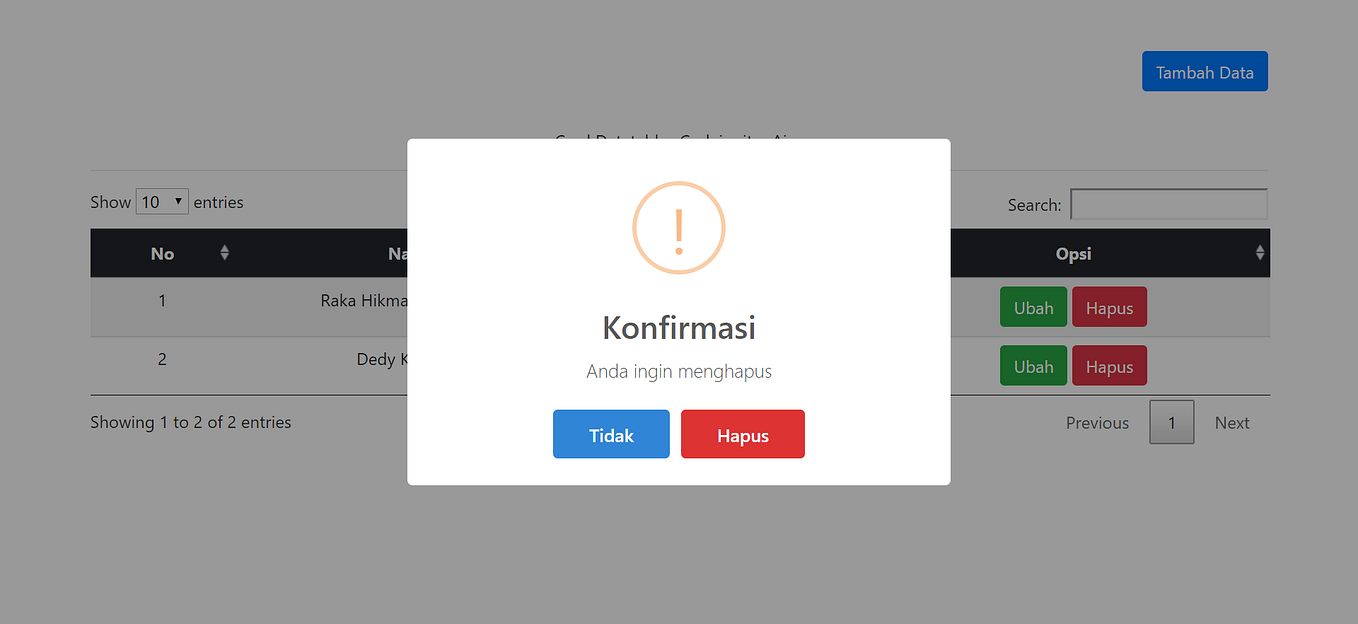 Membuat CRUD Ajax-Codeigniter-Swal-Datatables Part-3 | by Raka Hikmah | Medium