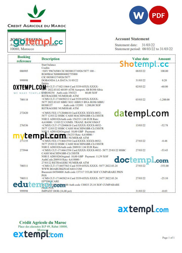 Malta APS bank statement template in Word and PDF format | by Doctempl | May, 2024 | Medium