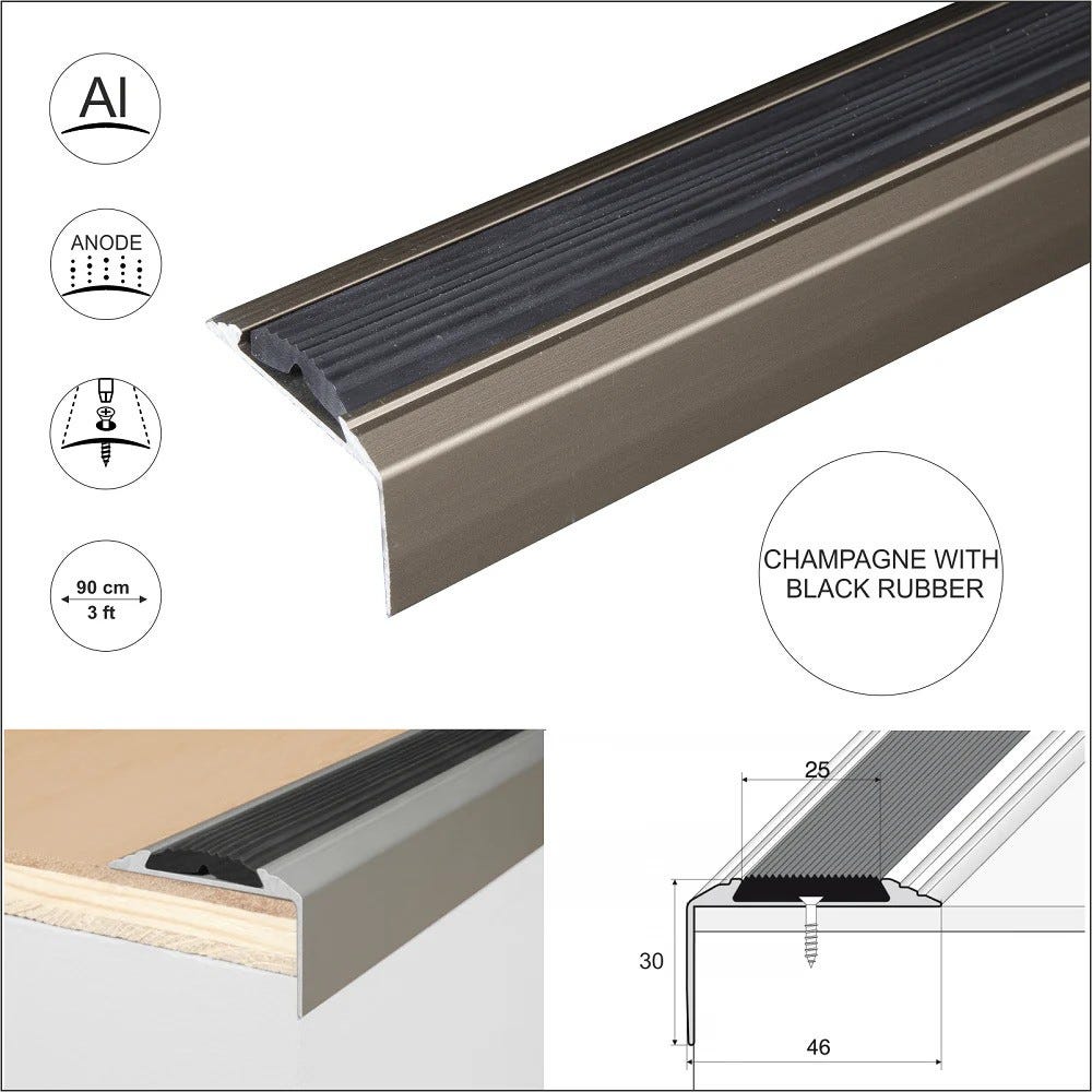 ALUMINIUM STAIR NOSING - UK Stair Nosings - Medium