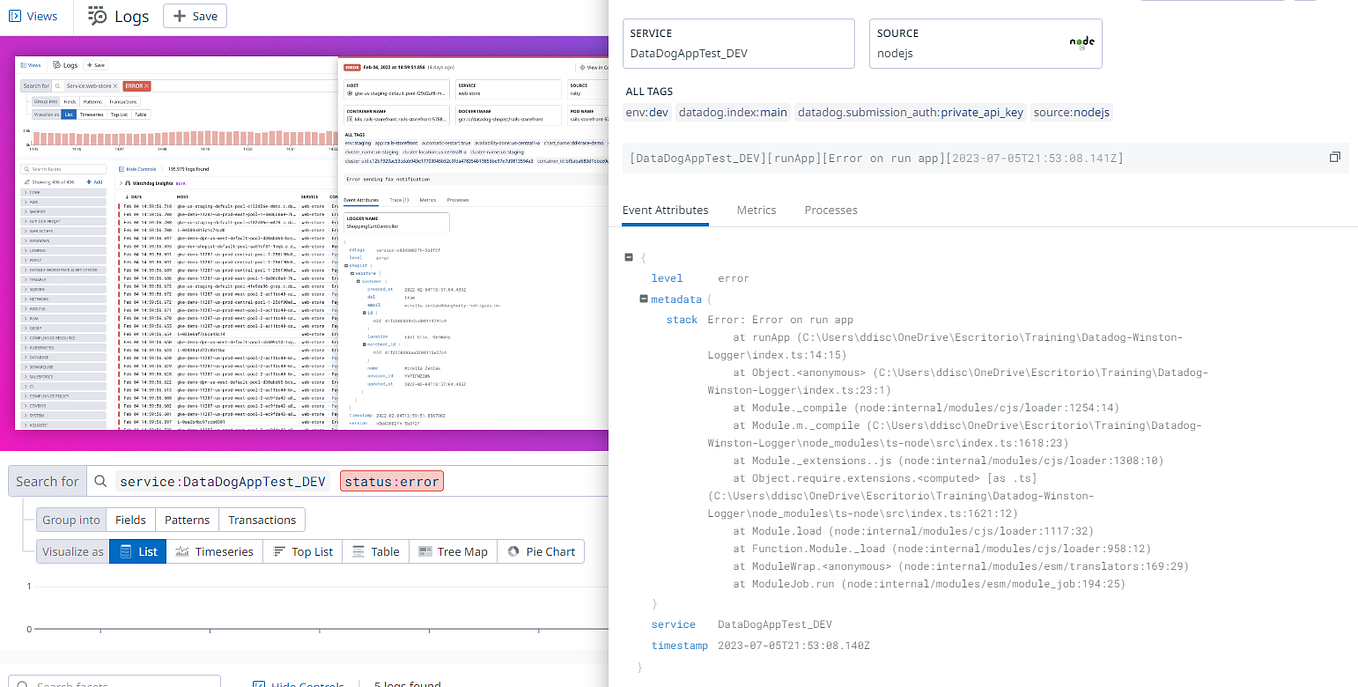 How the send logs from NodeJS to Datadog using Winston. | by David Discua | Medium