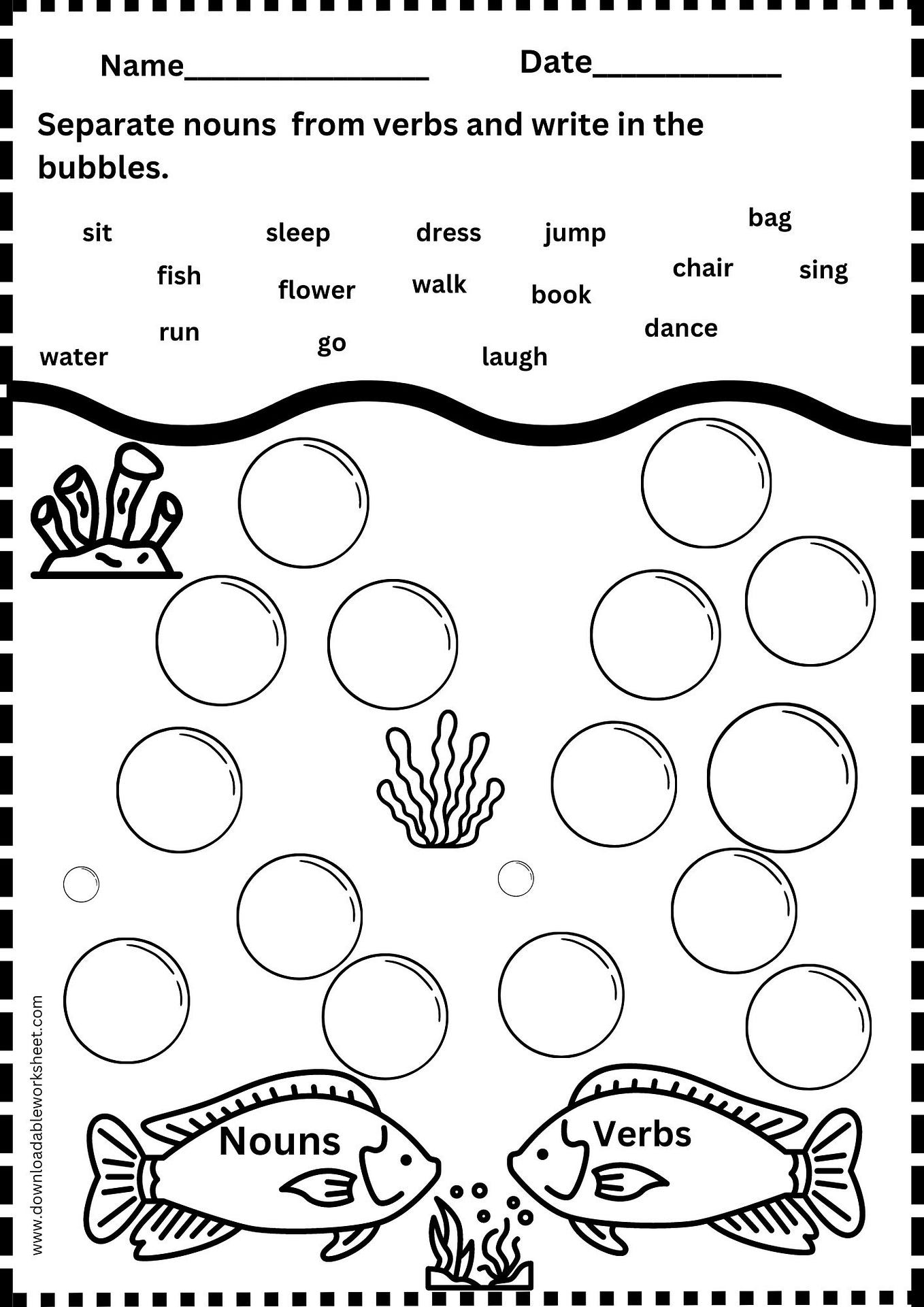 Grammar Worksheets for Kindergarten Nouns Verbs Adjectives and many ...