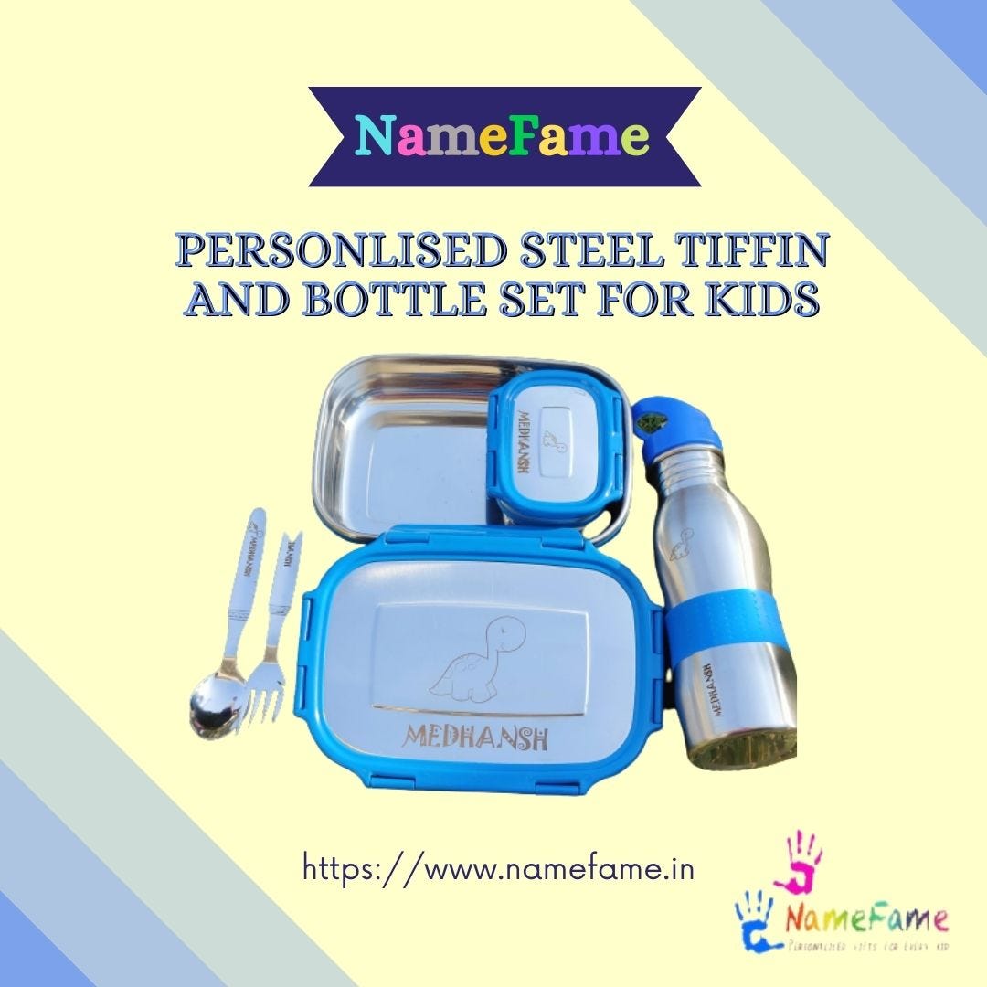 Personalised Steel Tiffin - NameFame - Medium