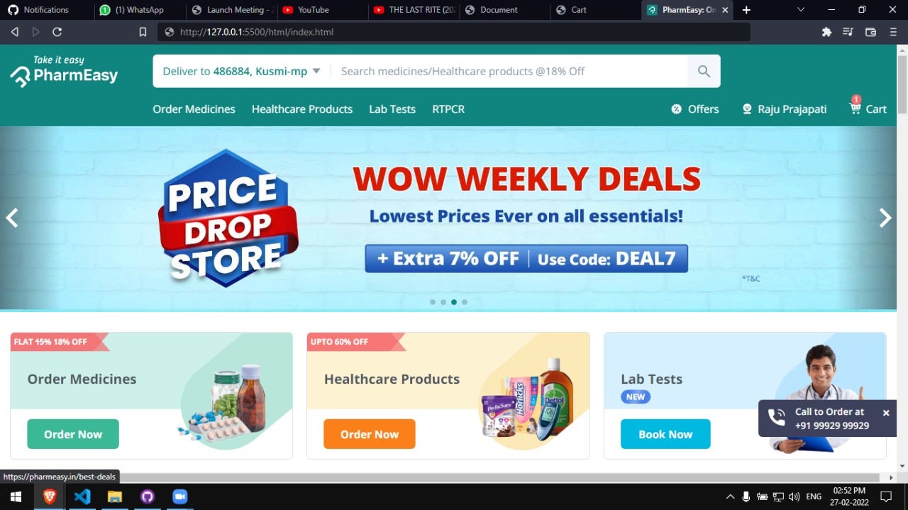 Cloning of PharmEasy Website. Take it easy, PharmEasy — You must have… | by Bharath k | Medium
