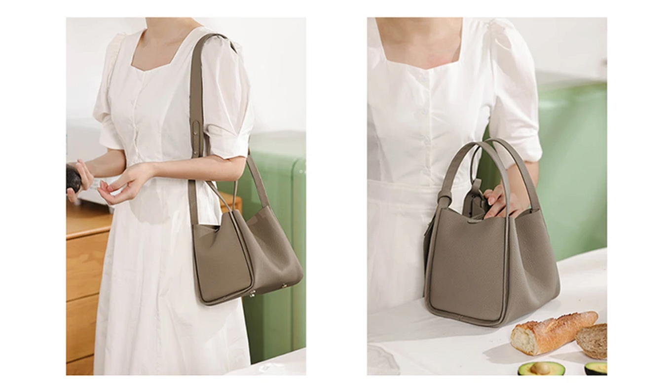 Leather Vintage Round Bucket Bag DIY Kit - Popsewing - Medium