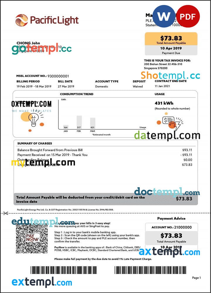 Switzerland Repower AG utility bill template, fully editable in Word ...