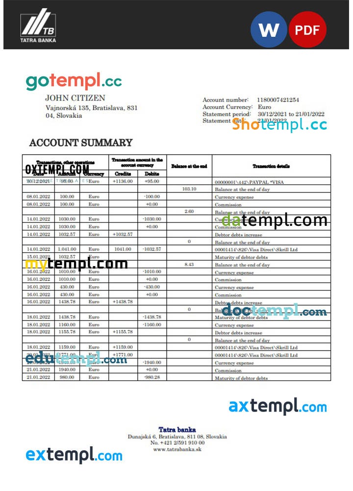 Switzerland UBS bank statement, Word and PDF template | by Doctempl | Medium