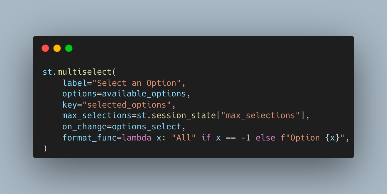 Thank you very much! To answer your question, in the options_select function, there is a max ...