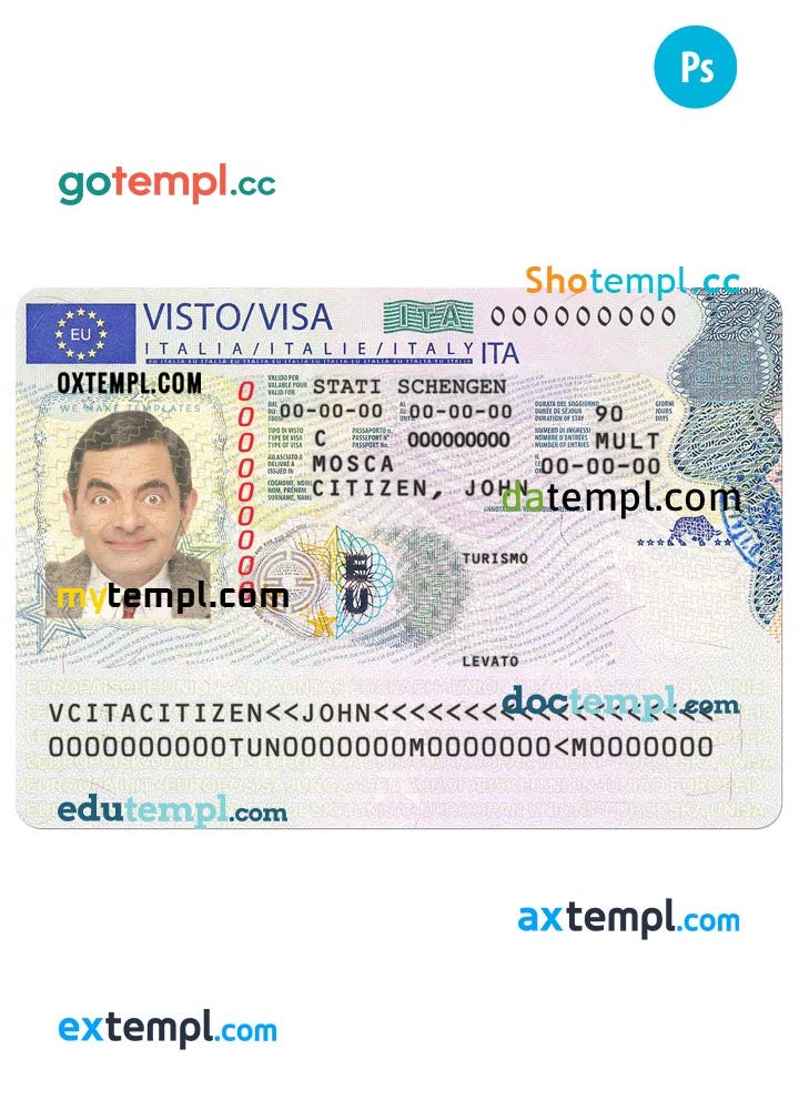Germany Schengen visa template in PSD format, 2 PSD files fully ...