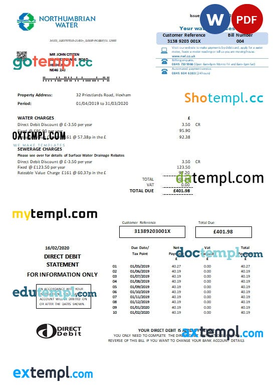 UNITED KINGDOM SEWER & WATER utility bill download Word and PDF example | by Mytempl | Jul, 2024 ...