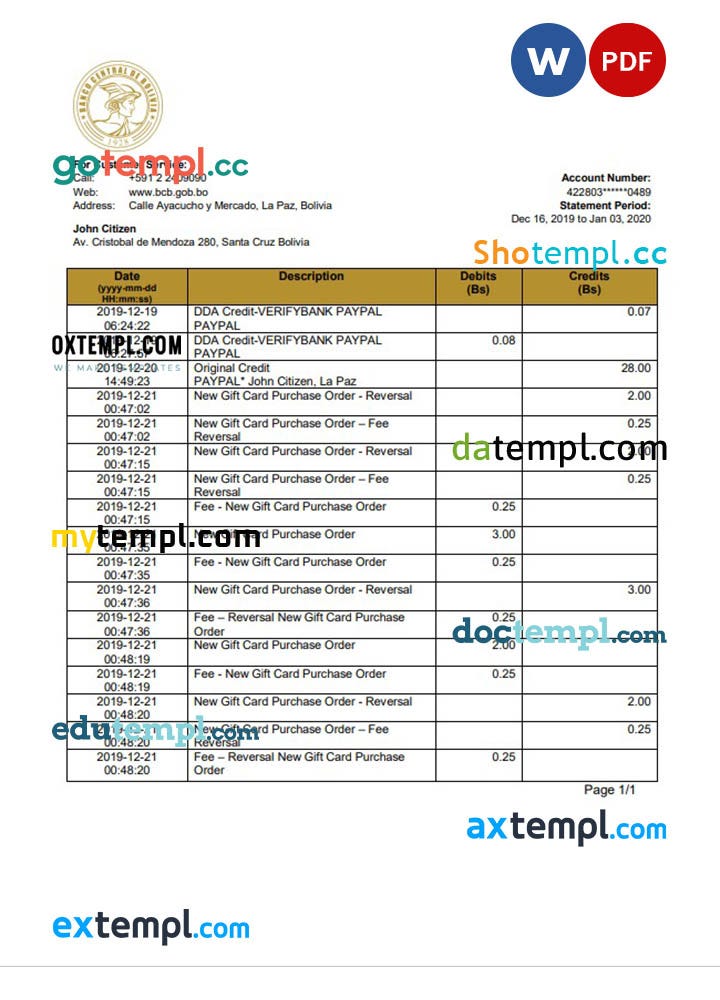 sample Australia Commonwealth bank statement, Word and PDF template, 5 ...