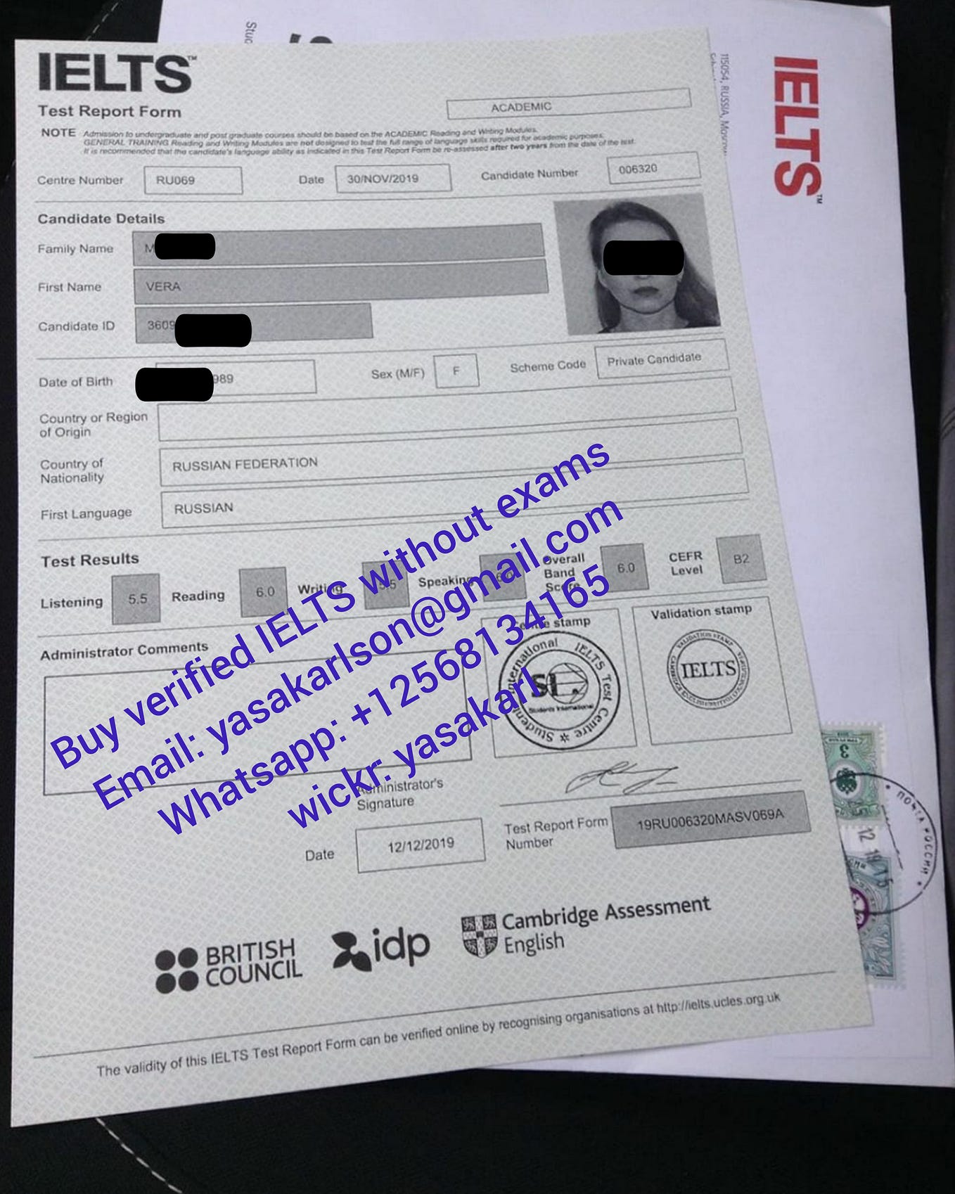 IELTS without exams. Buy a duly verified IDP / IELTS/ certificate ...