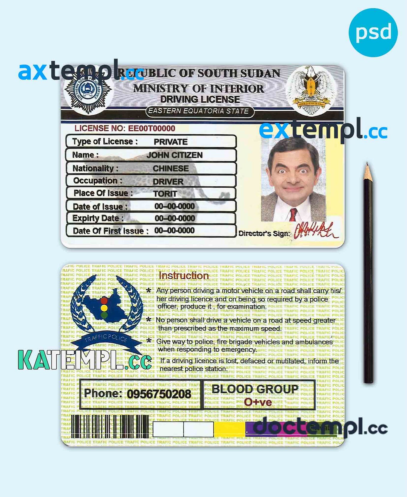 sample SOUTH KOREA driving license PSD template, with fonts download ...