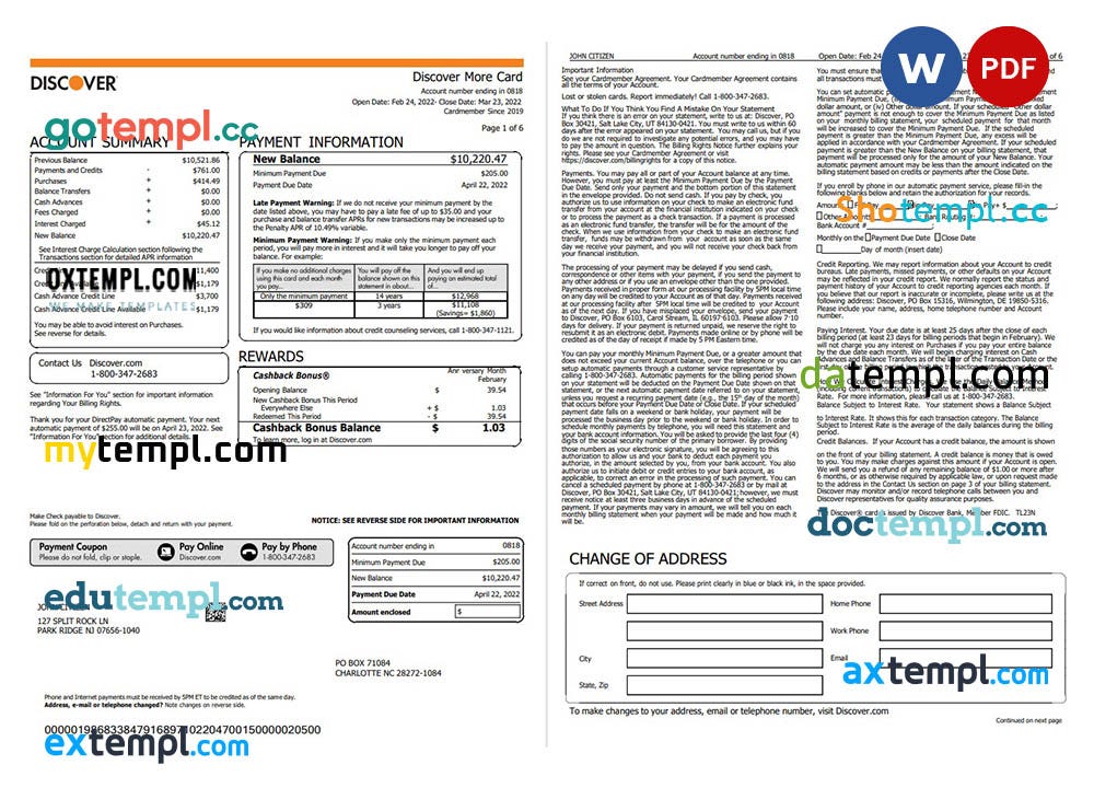 USA DCU bank statement Word and PDF template, 5 pages | by Doctempl ...