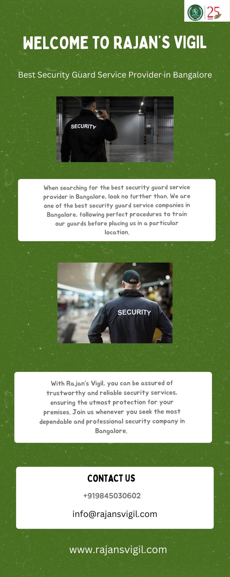 Best Security Guard Services in Bangalore at Rajan’s Vigil ...