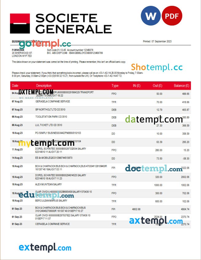 HBTF Bank firm account statement Word and PDF template download template | by Intempli | Medium