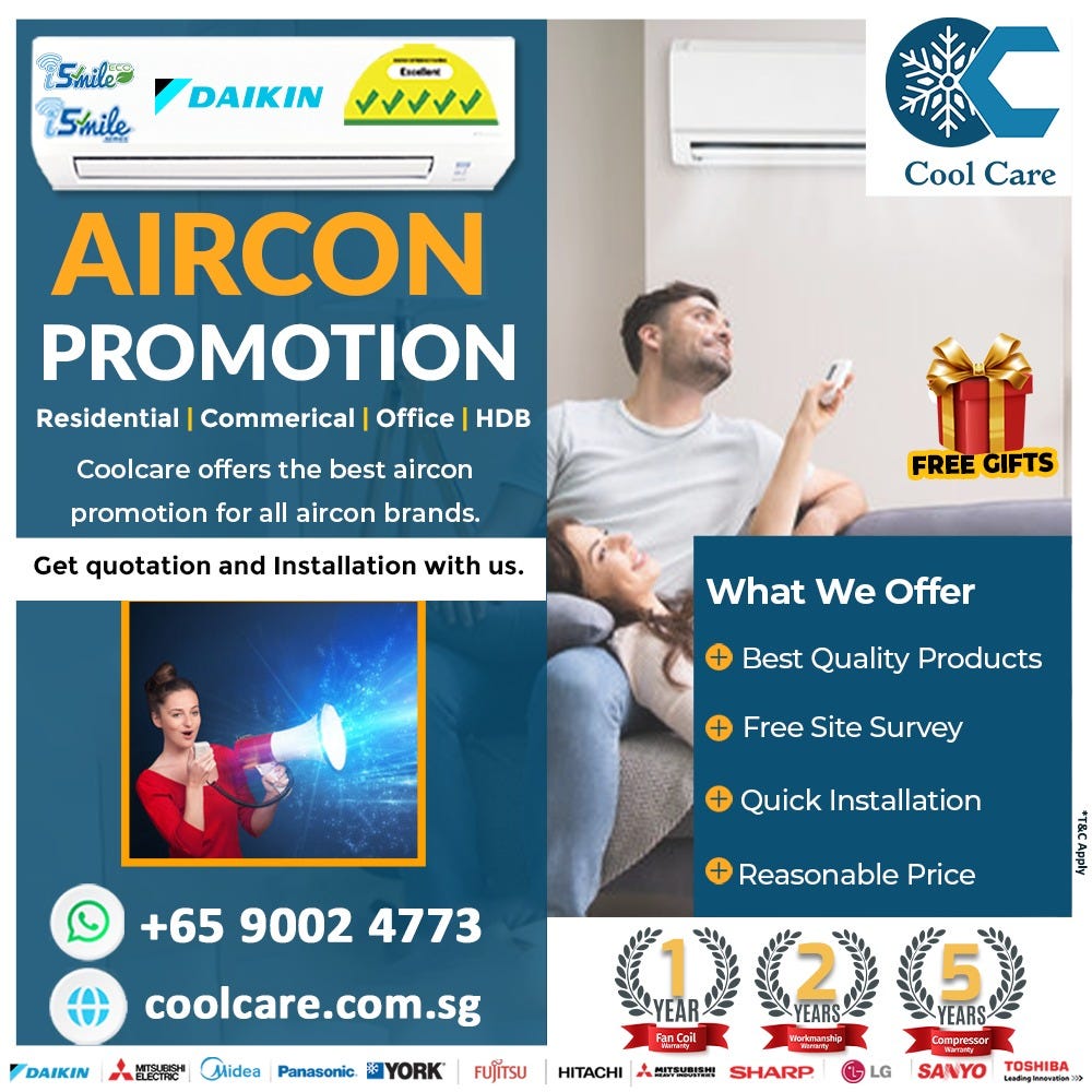 AIRCON PROMOTION SINGAPORE - Cool care aircon - Medium