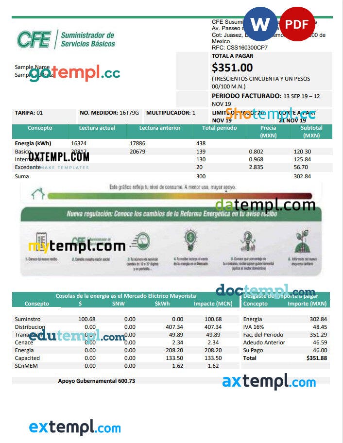 Mexican Federal Electricity Commission CFE Utility Bill Download Mexican Federal Electricity Commission CFE Utility Bill Download