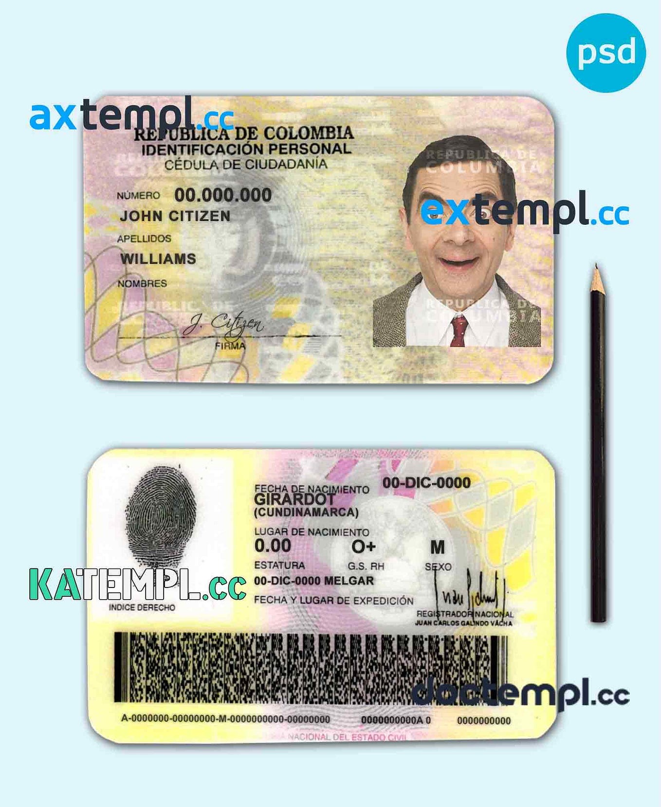 sample France national ID card template in PSD format, fully editable ...